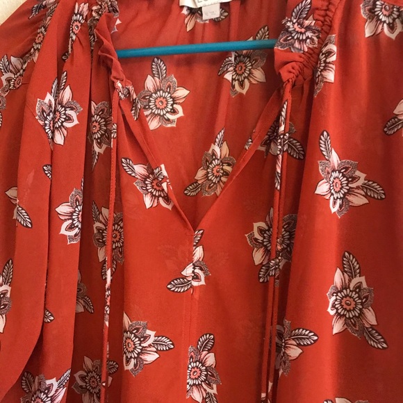 LOFT | Tops | Orange Floral Blouse | Poshmark